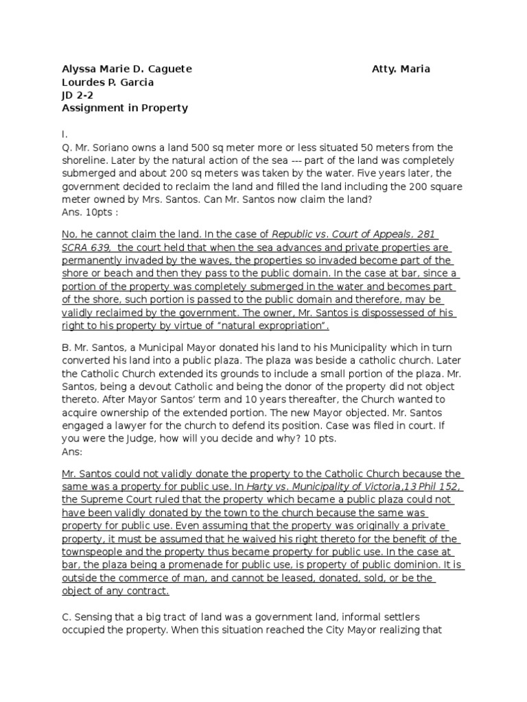 Property Assignment | PDF | Property Law | Property