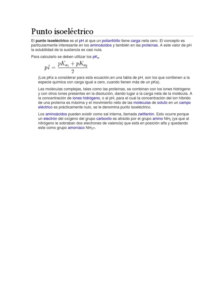 Punto Isoeléctrico en Bioquímica | PDF | Arte | Ciencia y matemáticas