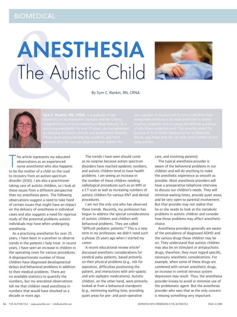 Anesthesia & The Autistic Child by Sym C. Rankin, RN, CRNA | PDF ...