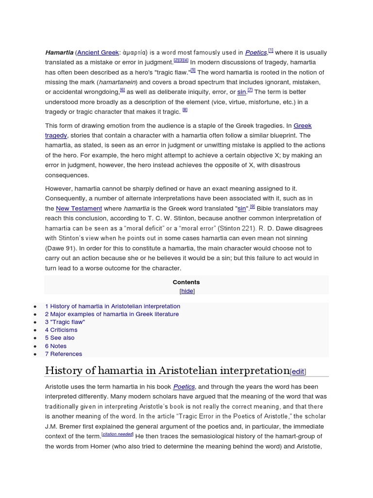 Hamartia | PDF | Tragedy | Disaster And Accident