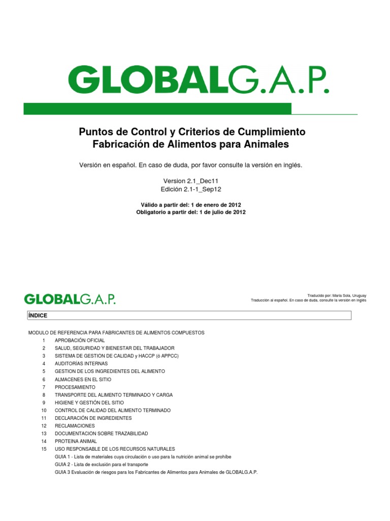 Guia Global Gap | Análisis de Riesgo y Puntos Críticos de Control | Alimentos