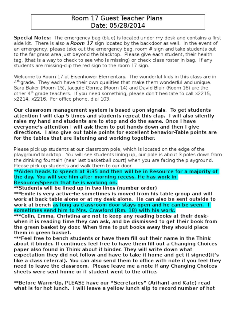 Sub Plans | PDF | Education Issues | Home