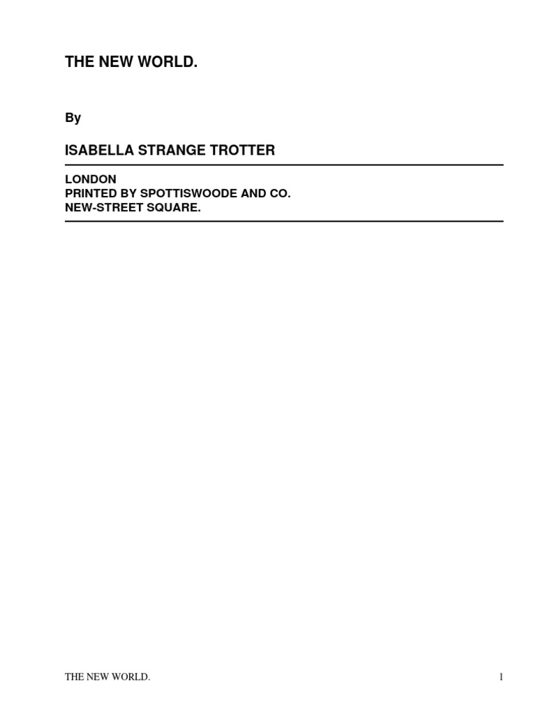 The New World.: Isabella Strange Trotter | PDF | Reason | Hospital