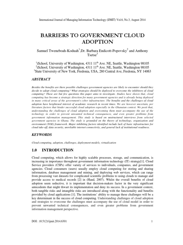 Barriers To Government Cloud | PDF | Software As A Service | Cloud ...