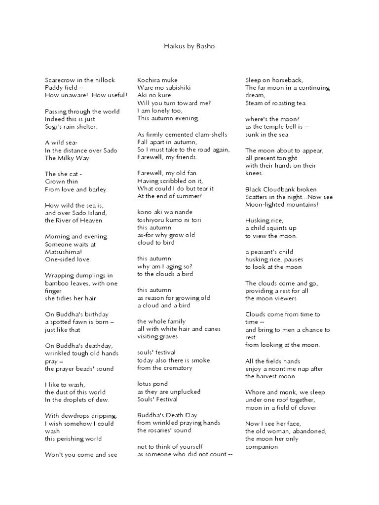Basho Haiku | PDF | Nature | Nature