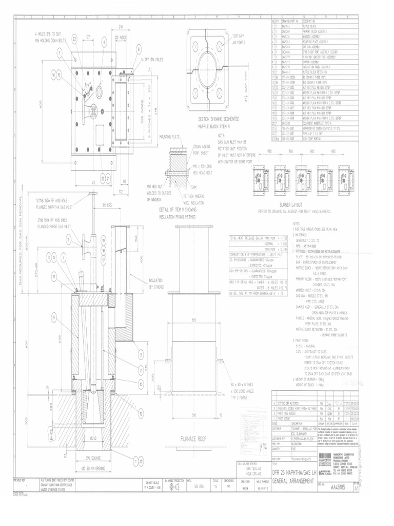 DFR 25 Naphtha - Hamworthy Burner Drawing | PDF