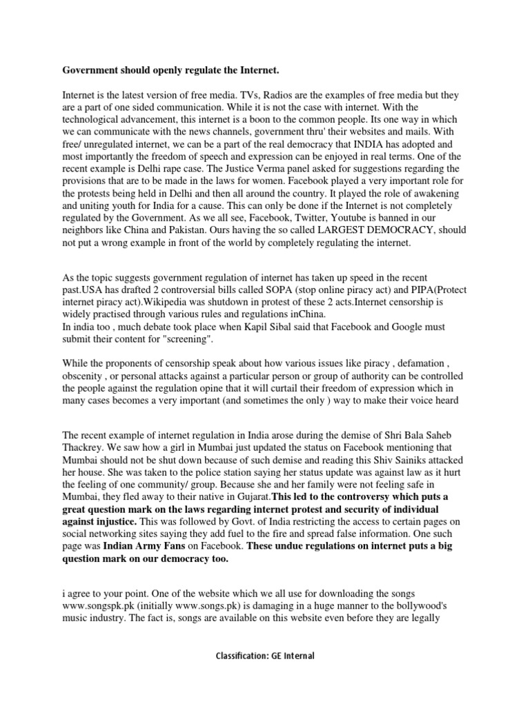 Government Should Openly Regulate The Internet | PDF | Copyright ...