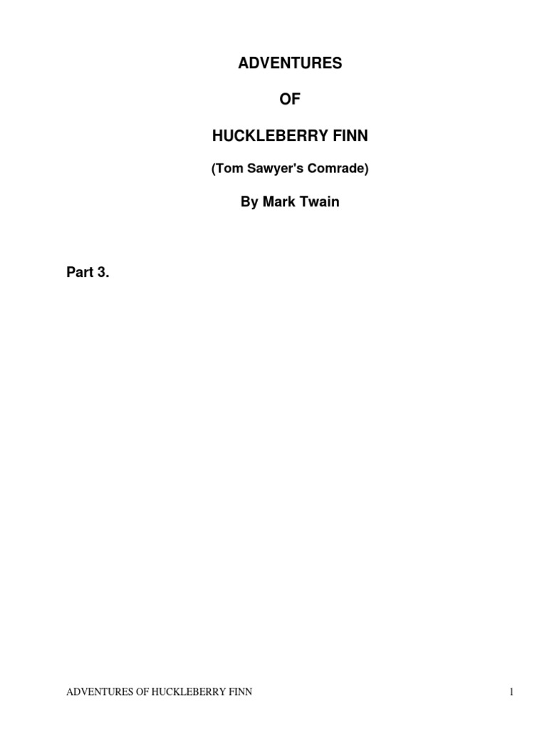The Adventures of Huckleberry Finn, Chapters 11 To 15 by Twain, Mark ...