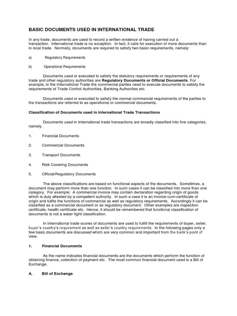 Key Documents in International Trade | PDF | Negotiable Instrument | Money
