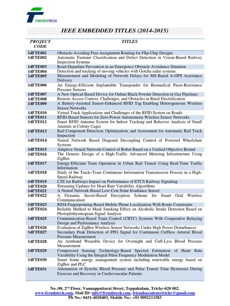 2014 IEEE Embedded System Projects | PDF | Internet Of Things | Robotics
