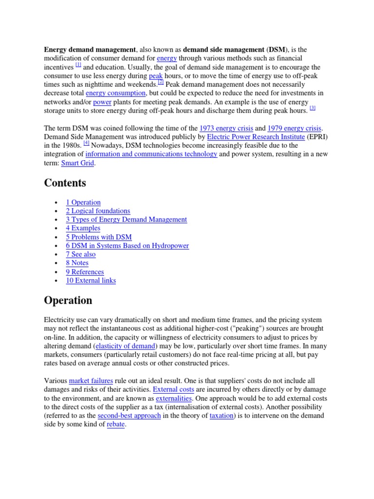 Energy Demand Management, Also Known As Demand Side Management (DSM ...