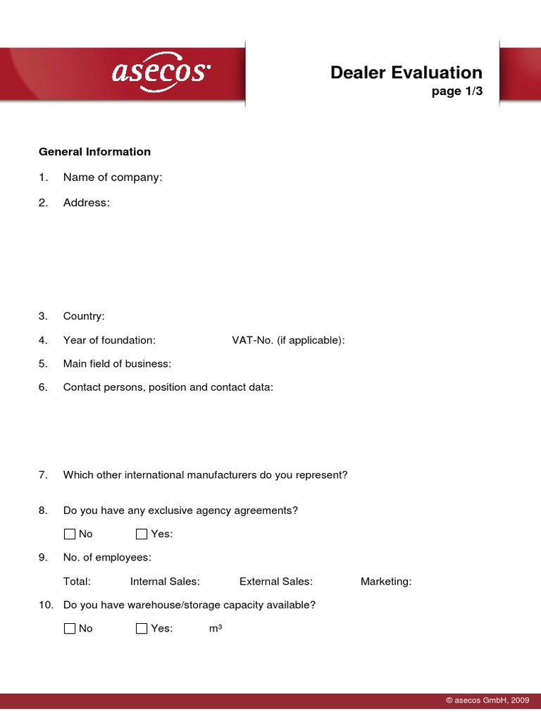 Dealer Evaluation | PDF | Franchising | Industries