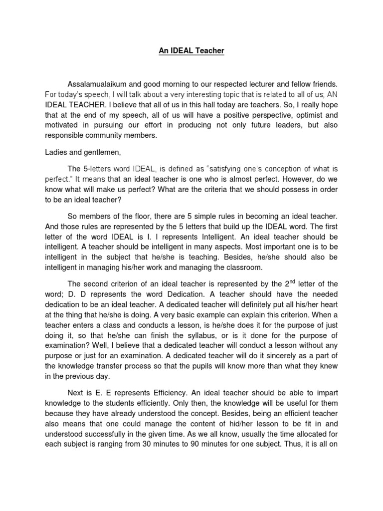 An IDEAL Teacher | PDF | Knowledge | Educational Psychology