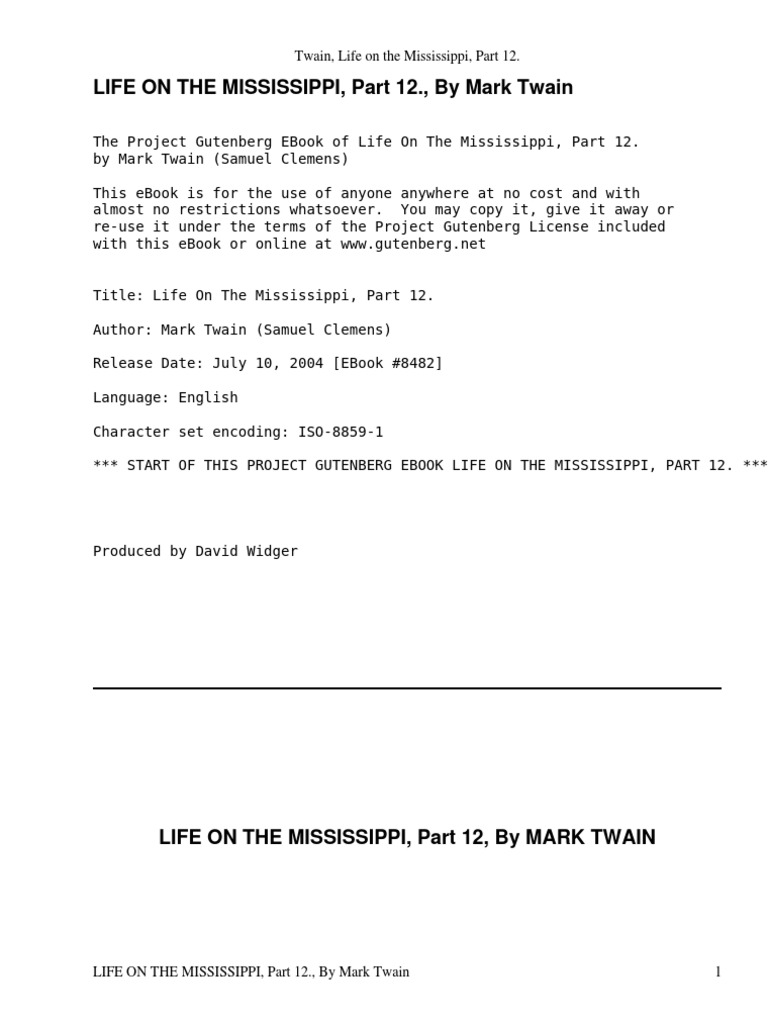 Life On The Mississippi, Part 12. by Twain, Mark, 1835-1910 | PDF | Nature