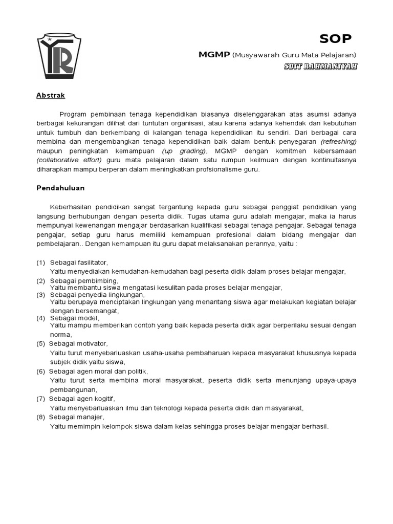 Sop MGMP | PDF | Bisnis