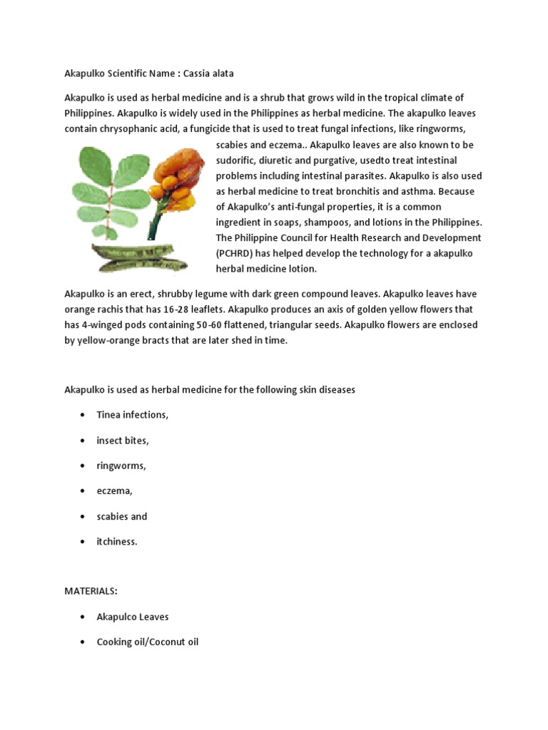Akapulko Scientific Name | PDF | Home & Garden | Wellness