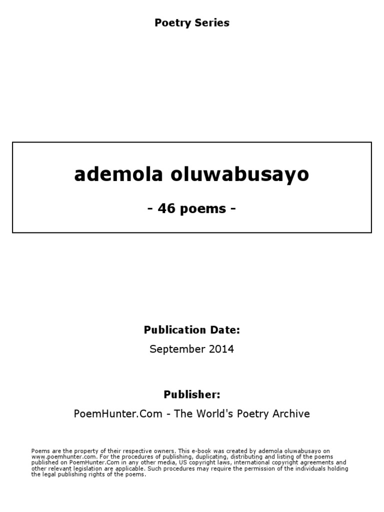 Ademola Oluwabusayo: - 46 Poems | PDF | Forgiveness | Religion And Belief