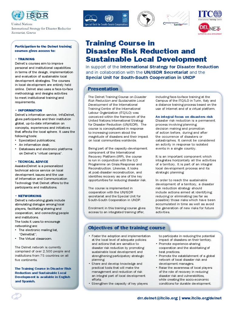 Training Course in Disaster Risk Reduction and Sustainable Local ...