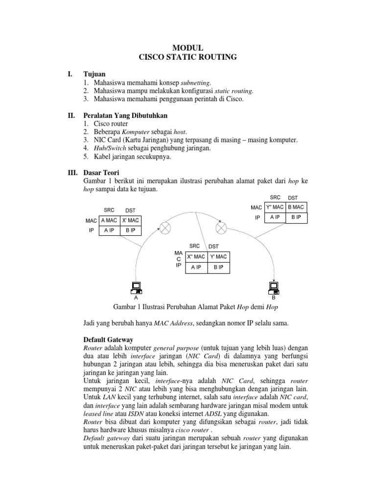 Praktek Modul Cisco Static Routing | PDF