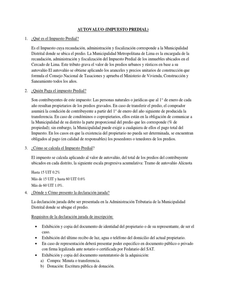 AUTOVALUO | PDF | Impuesto a la propiedad | Impuestos