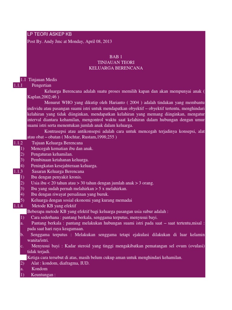 LP Teori Askep KB | PDF