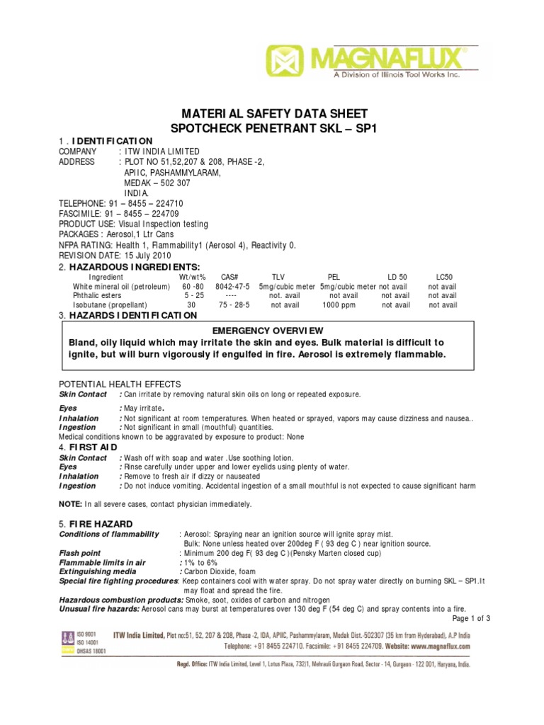 Magnaflux SKL Sp1 | PDF | Fires | Combustion