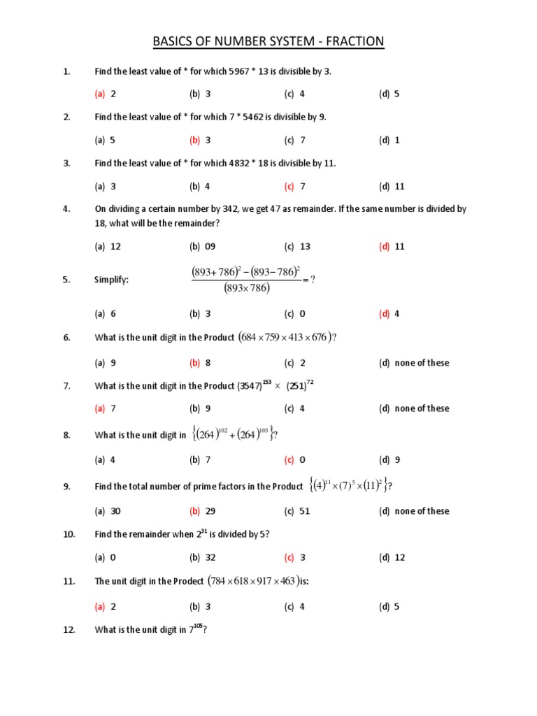 Basics of Number System - Fraction | PDF | Numbers | Discrete Mathematics