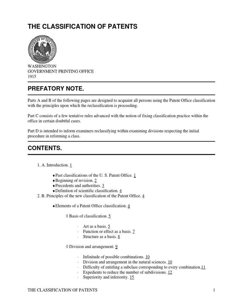 The Classification of Patents by United States Patent Office | PDF ...