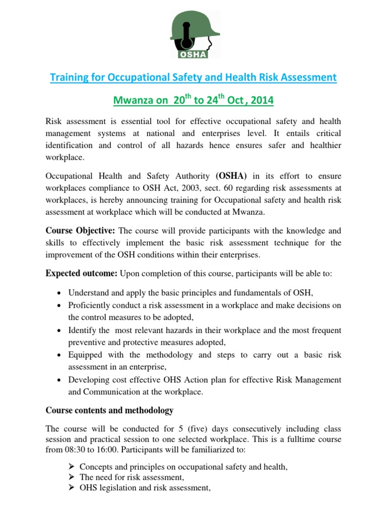 OSH Risk Assessment Training | PDF | Occupational Safety And Health | Risk