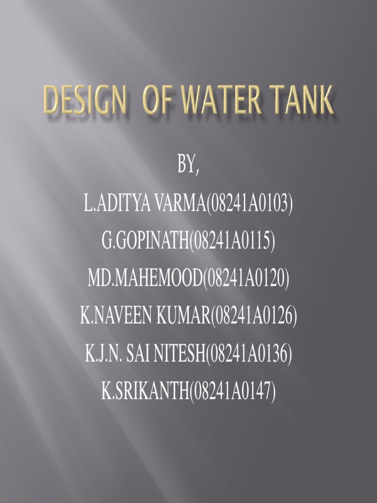 Design of Water Tank - PPT | PDF