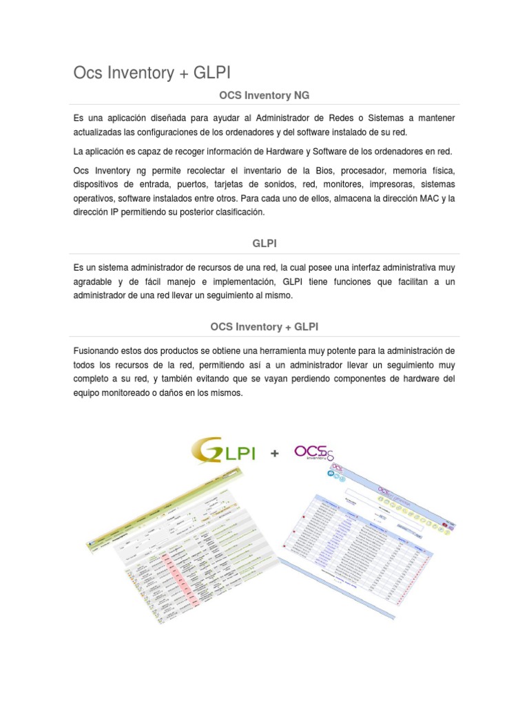 Manual Ocs Inventory Glpi | PDF | Red de computadoras | Ingeniería Informática