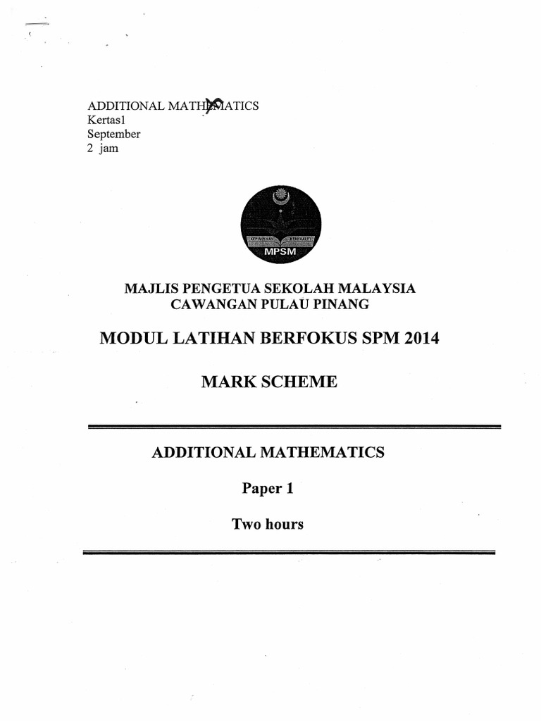 Skema Markah Matematik Tambahan | PDF | Metode & Bahan Ajar | Komputer