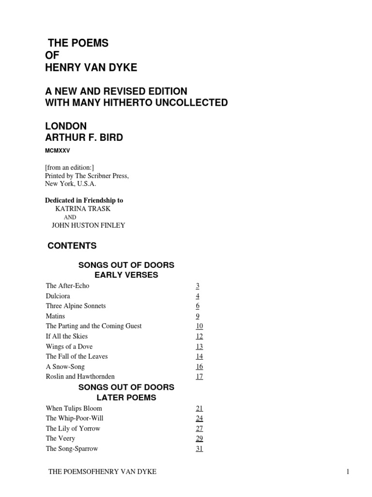 The Poems of Henry Van Dyke by Van Dyke, Henry, 1852-1933 | Nature ...