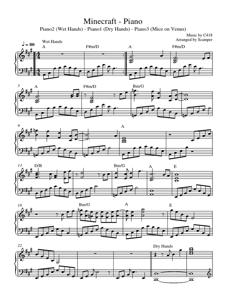 Minecraft Piano Sheet Music | PDF