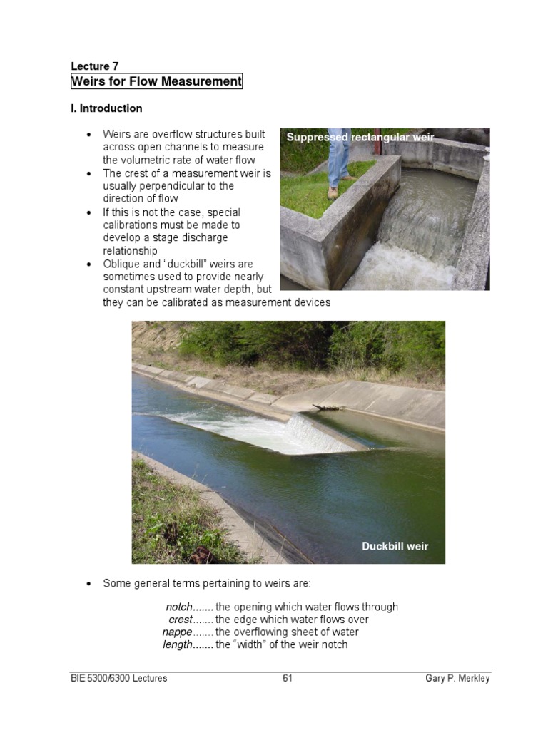 Weirs For Flow Measurement Lecture Notes | PDF | Civil Engineering ...