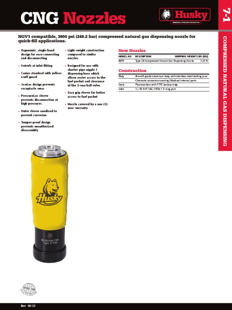 NGV1 CNG Dispensing Nozzle Features | PDF | Science & Mathematics