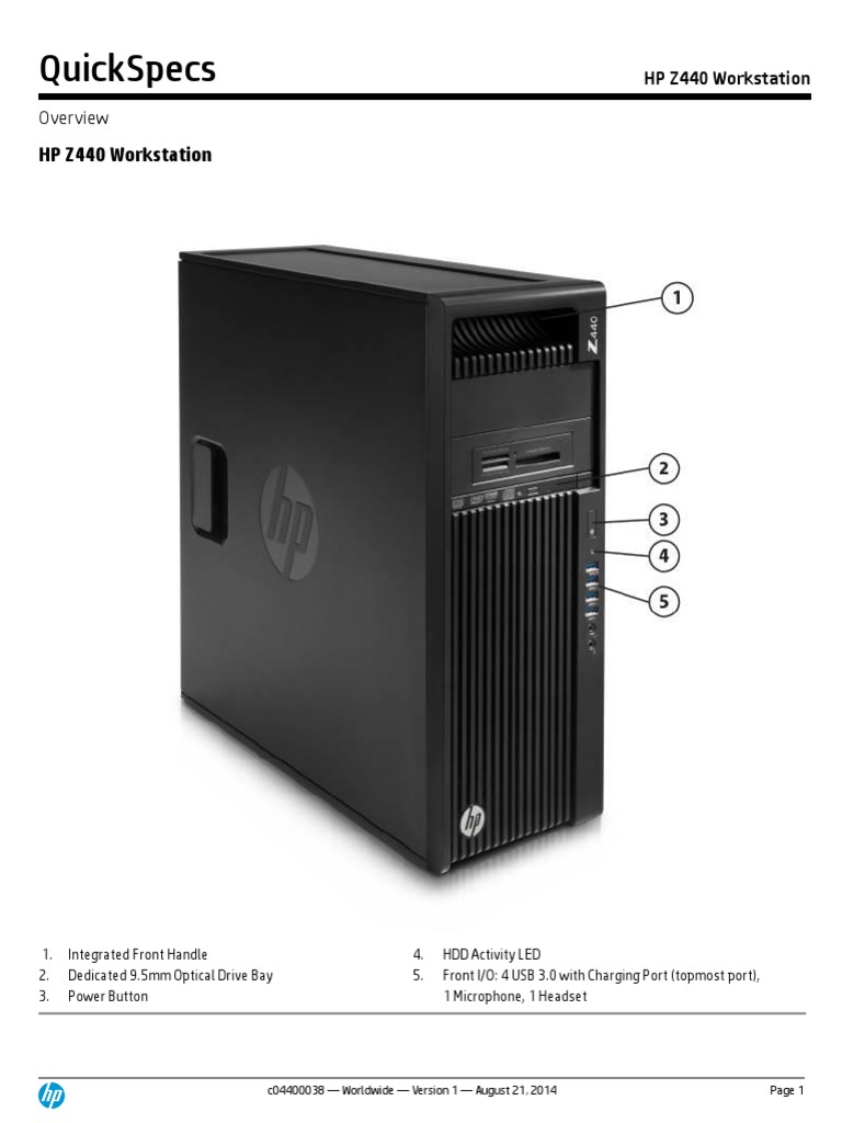 New HP Z440 Workstation | PDF | Solid State Drive | Bios