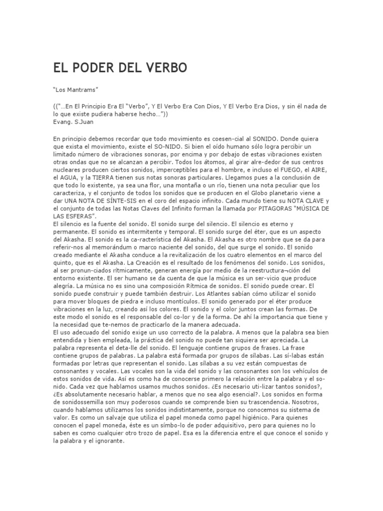 El Poder del Verbo y su Impacto | PDF | Artes del Lenguaje y Comunicación