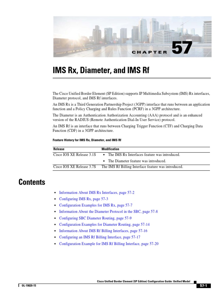 SBC RX Diameter Cisco | PDF | Ip Multimedia Subsystem | Radius