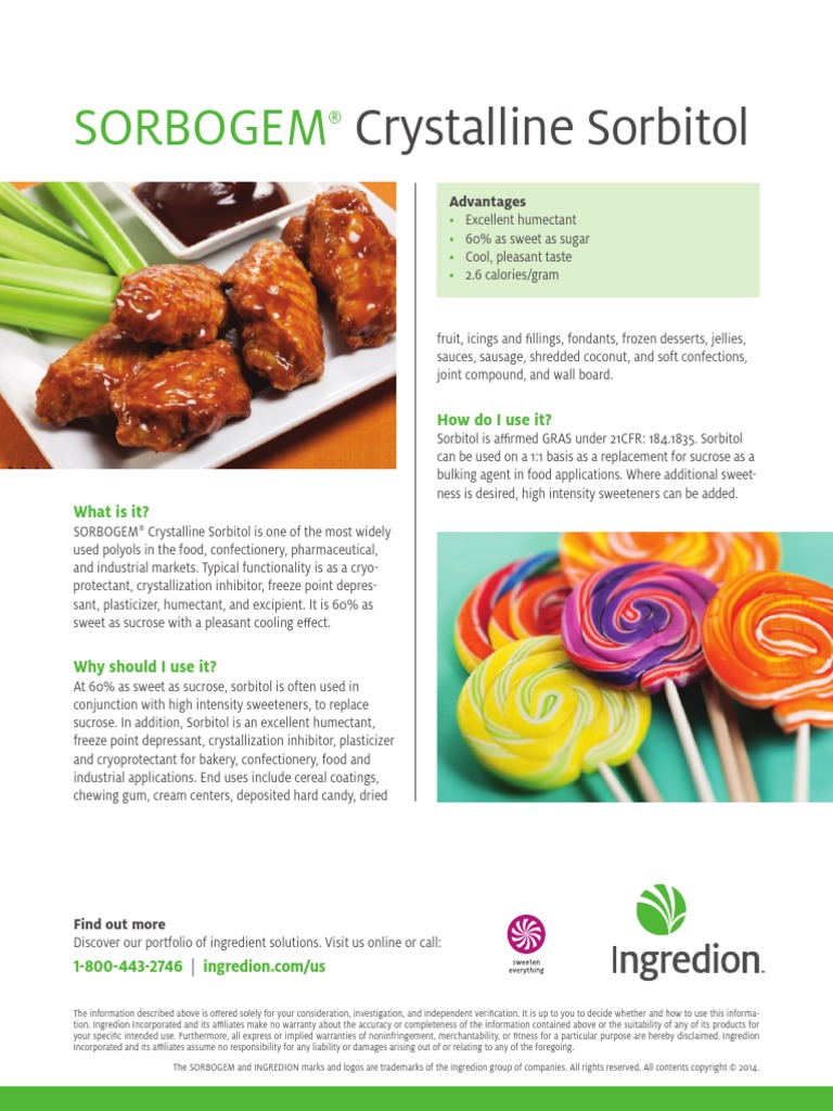 SORBOGEM® Crystalline Sorbitol Fact Sheet | PDF