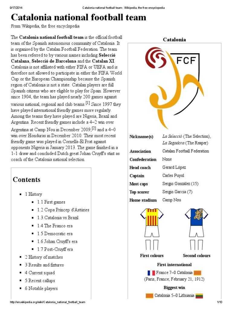 Catalonia National Football Team | PDF | Association Football ...