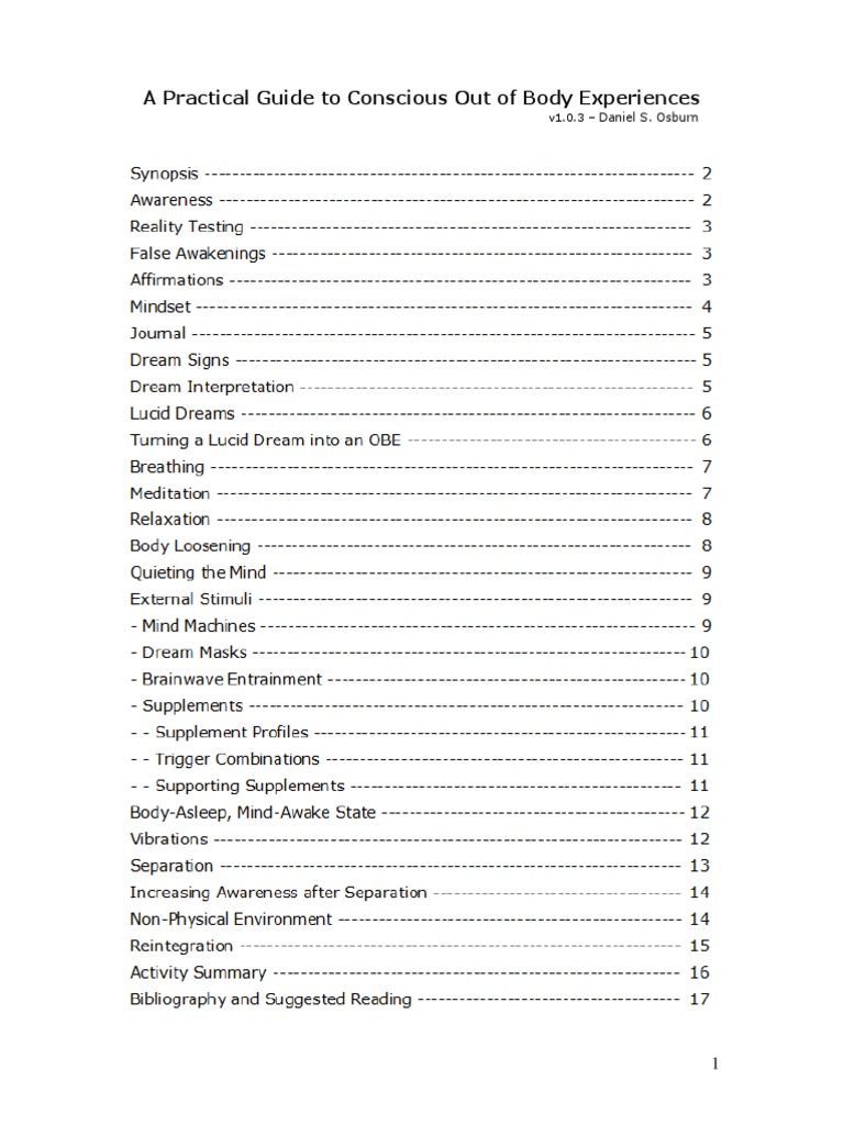 A Practical Guide To Conscious Out of Body Experiences Daniel S Osburn ...