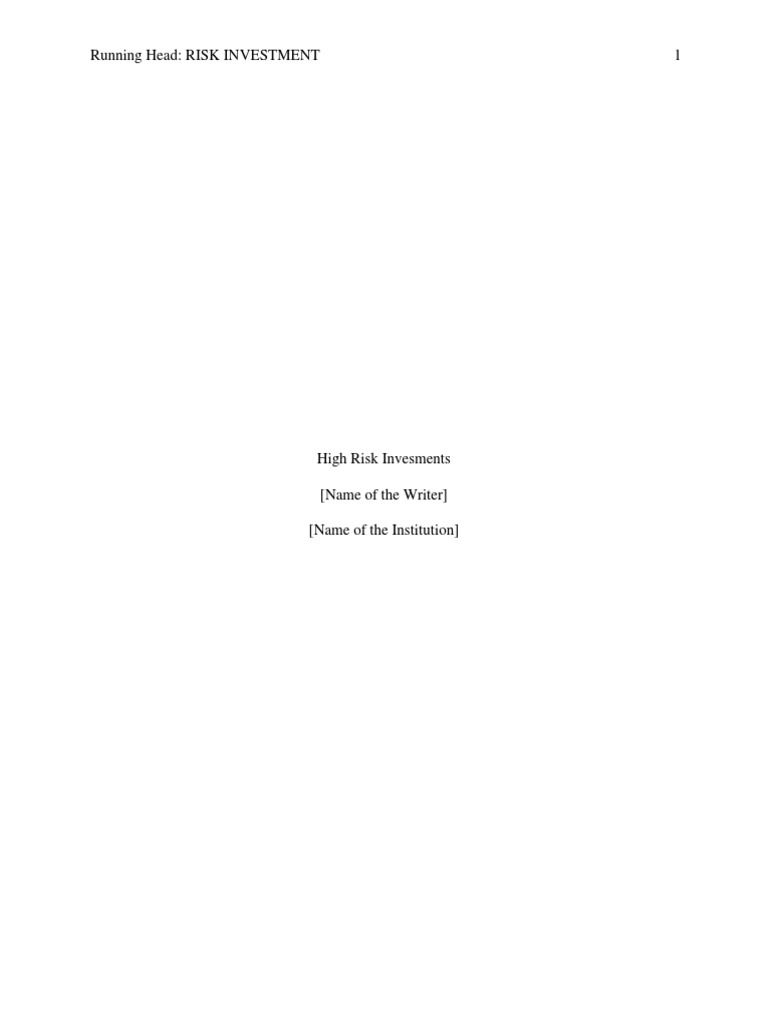 Investment Risk APA | PDF | Derivative (Finance) | Stocks