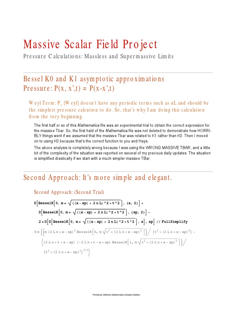 Massive Scalar Field Project: Bessel K0 and K1 Asymptotic ...