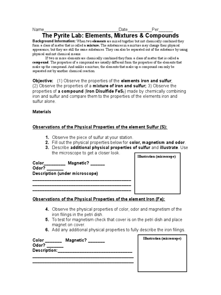 Pyrite Lab (Outside Heating) | PDF | Chemical Substances | Chemical ...