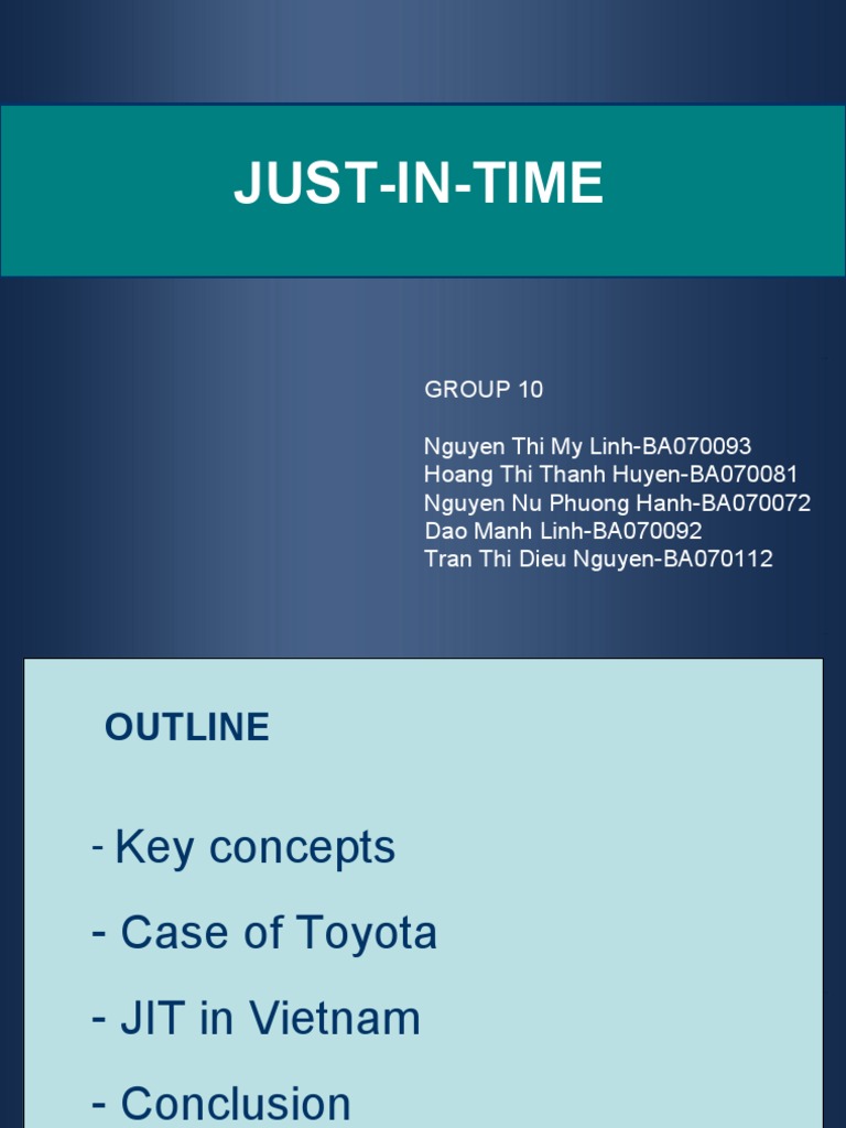 just in time + apply in toyota | Lean Manufacturing | Inventory | Free ...