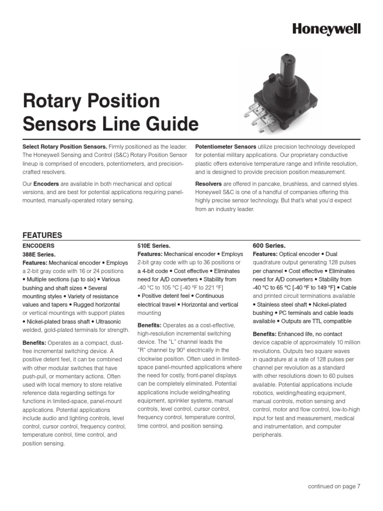 Rotary Position Sensors Line Guide: Features | PDF | Electrical ...