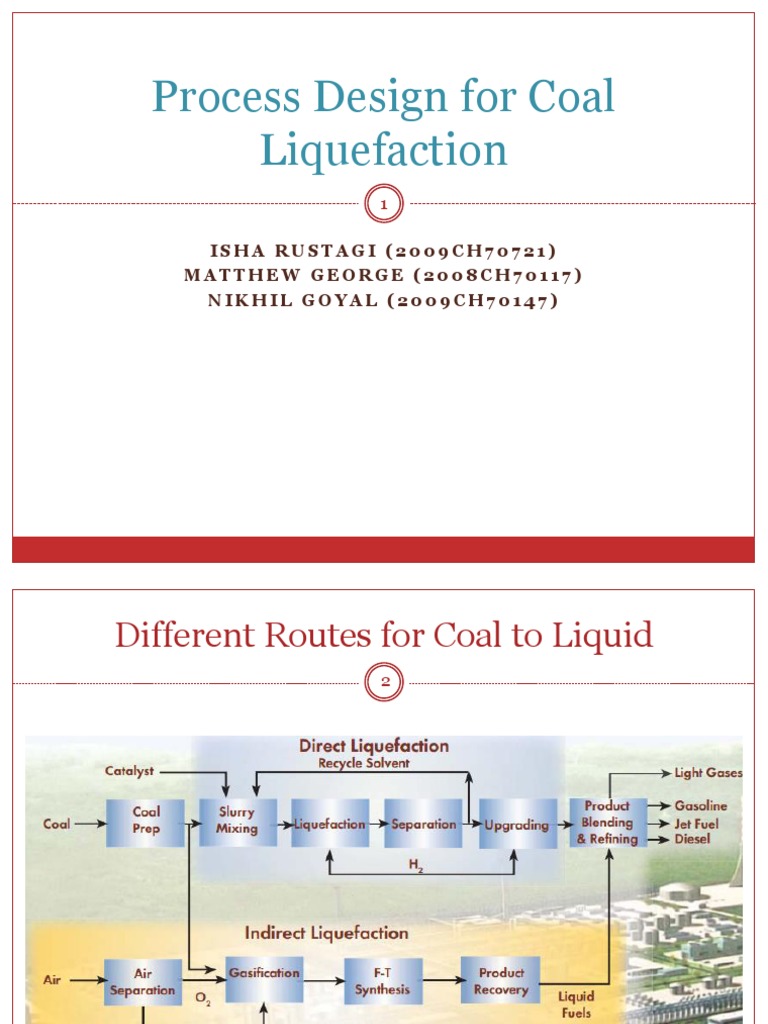 Process Design For Coal Liquefaction | PDF | Catalysis | Gasification