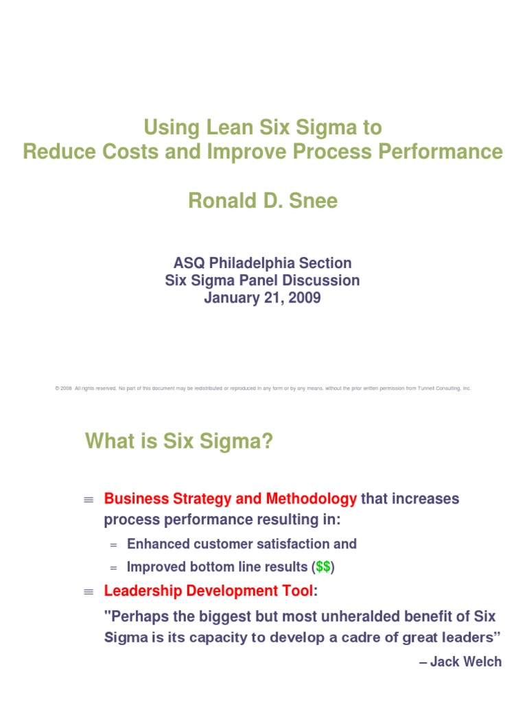 Jan 09 Six Sigma Lean Overview | PDF | Lean Manufacturing | Six Sigma