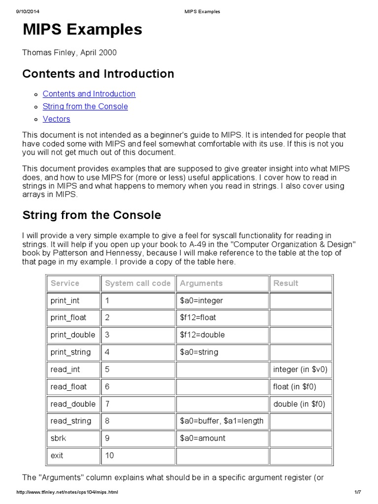 Mips Programming Examples Pdf String Computer Science Array Data Structure 8811